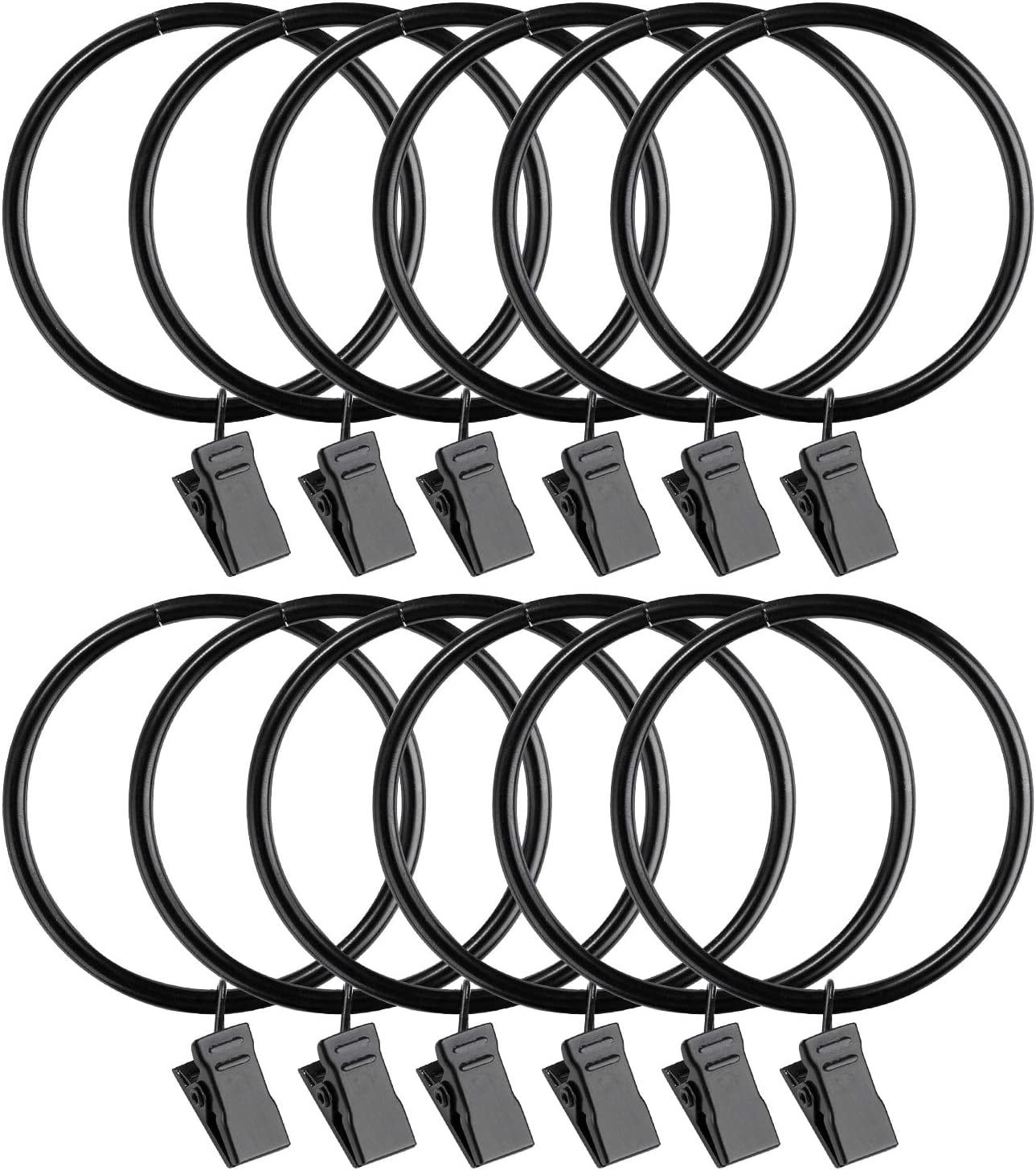 20 Pack Rustproof Curtain Rings with Strong Clips, Drapery Rings 2 Inch ...
