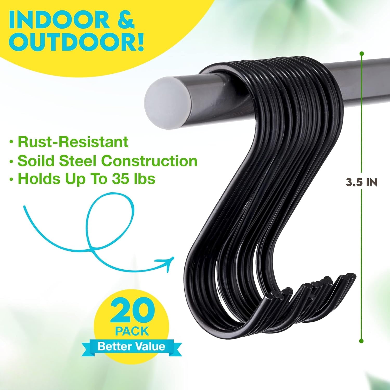 20 Pack S Hooks, Premium Steel 3.5 Inch S Hook for Hanging Pots, Pans ...