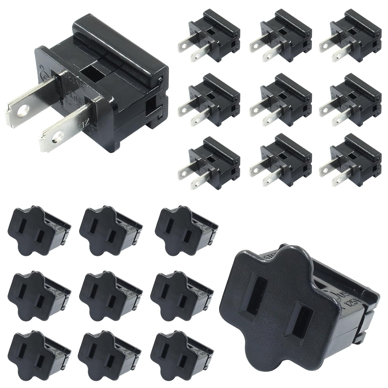 20 Pack SPT-1 Vampire Plugs Male and Female - Black Zip Electrical ...