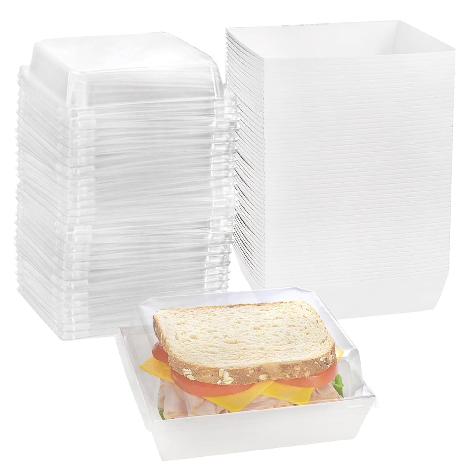 20 Pack Sandwich Boxes with Clear Lids,Happon White Paper Charcuterie ...