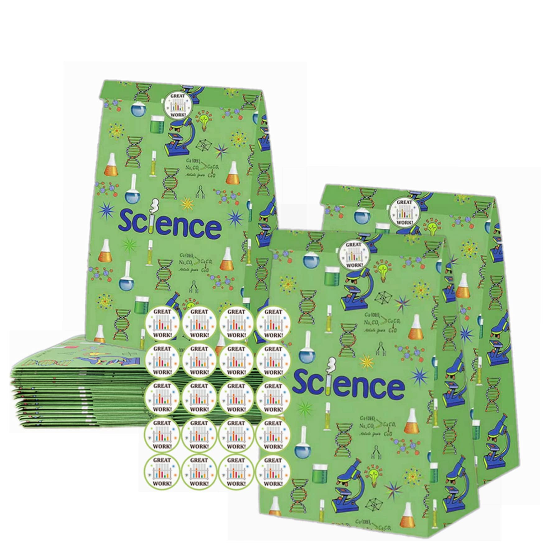 20 Pack Science Party OIF8 Bags with Stickers Mad Science Goodie Treat ...