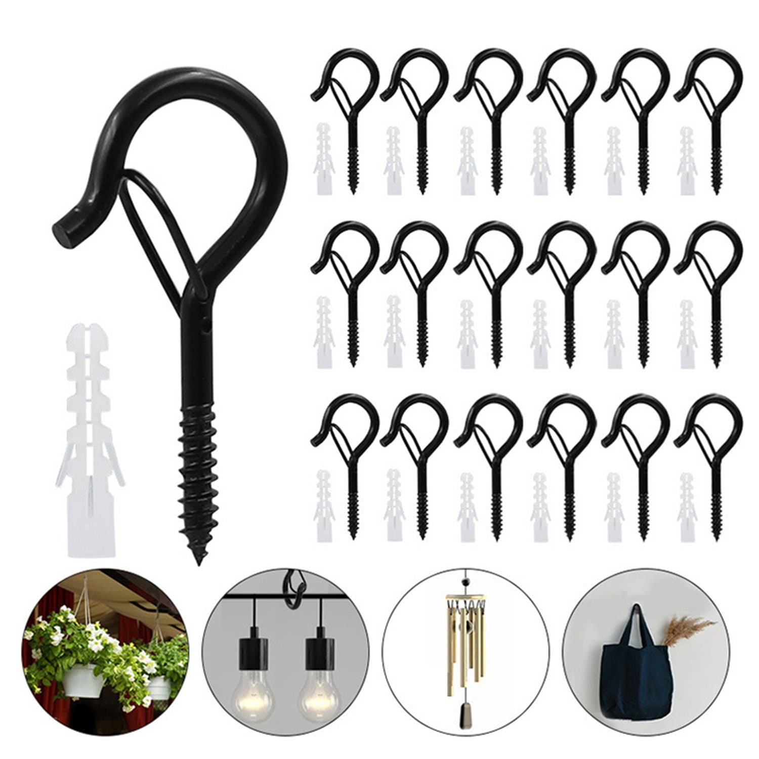 20 Pack Screw in Hooks for Outdoor String Lights Hanger, Eye Hook Cup ...