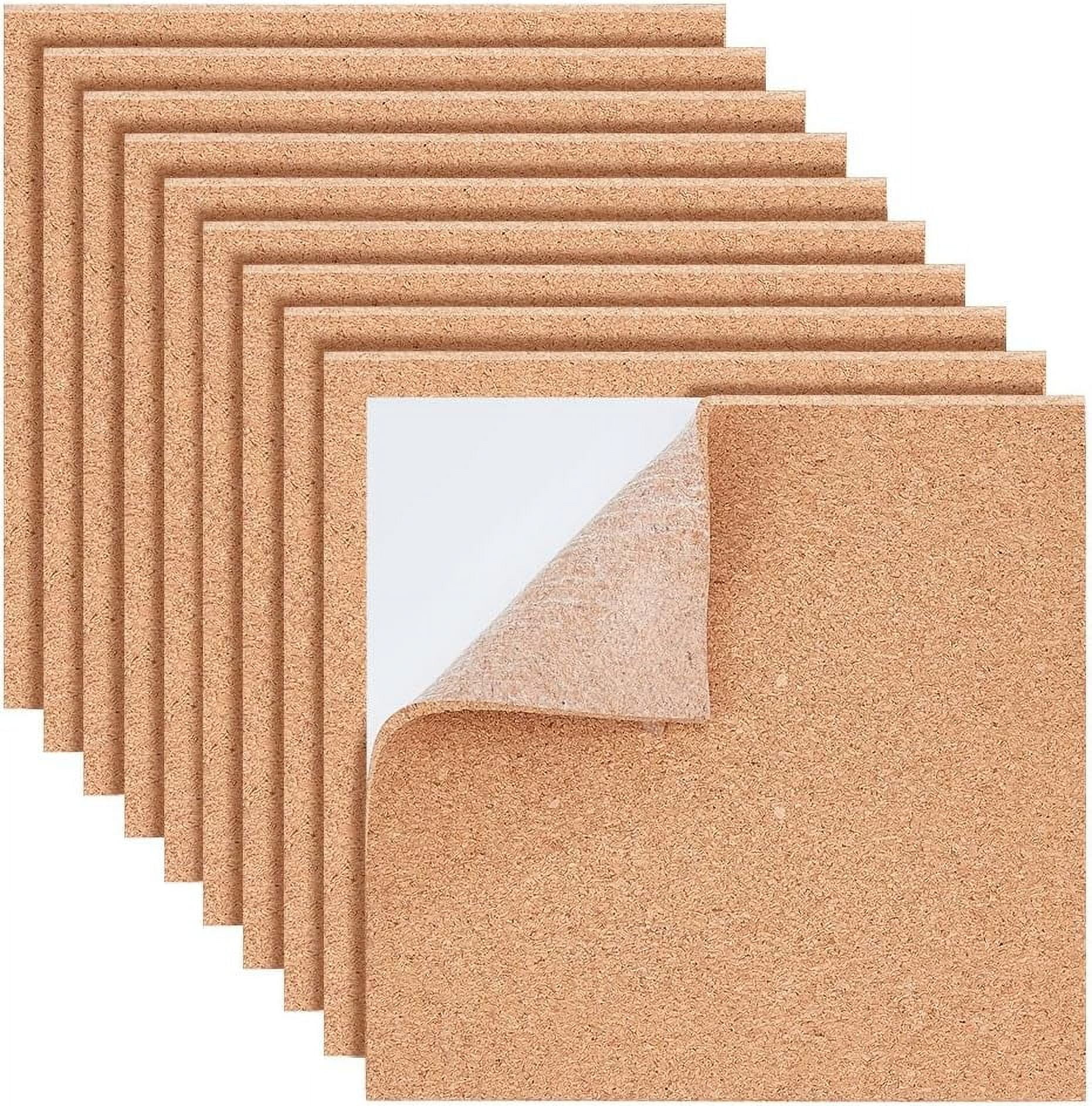20 Pack Self Adhesive Cork Sheets 6x6 Inch Cork Board 3mm Thick Square Cork Mat Coaster Cork ...