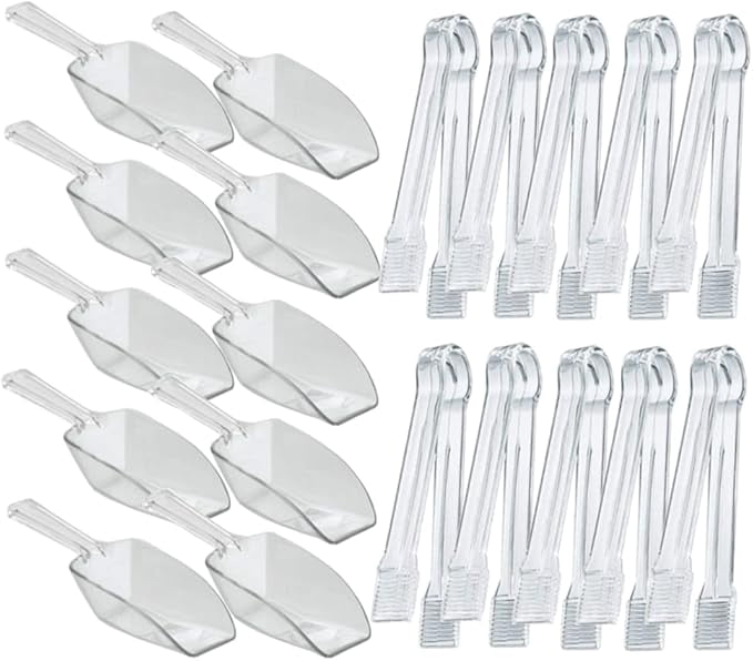 20 Pack of Set Plastic Buffet Serving Tongs Mini Serving Utensil Tongs ...