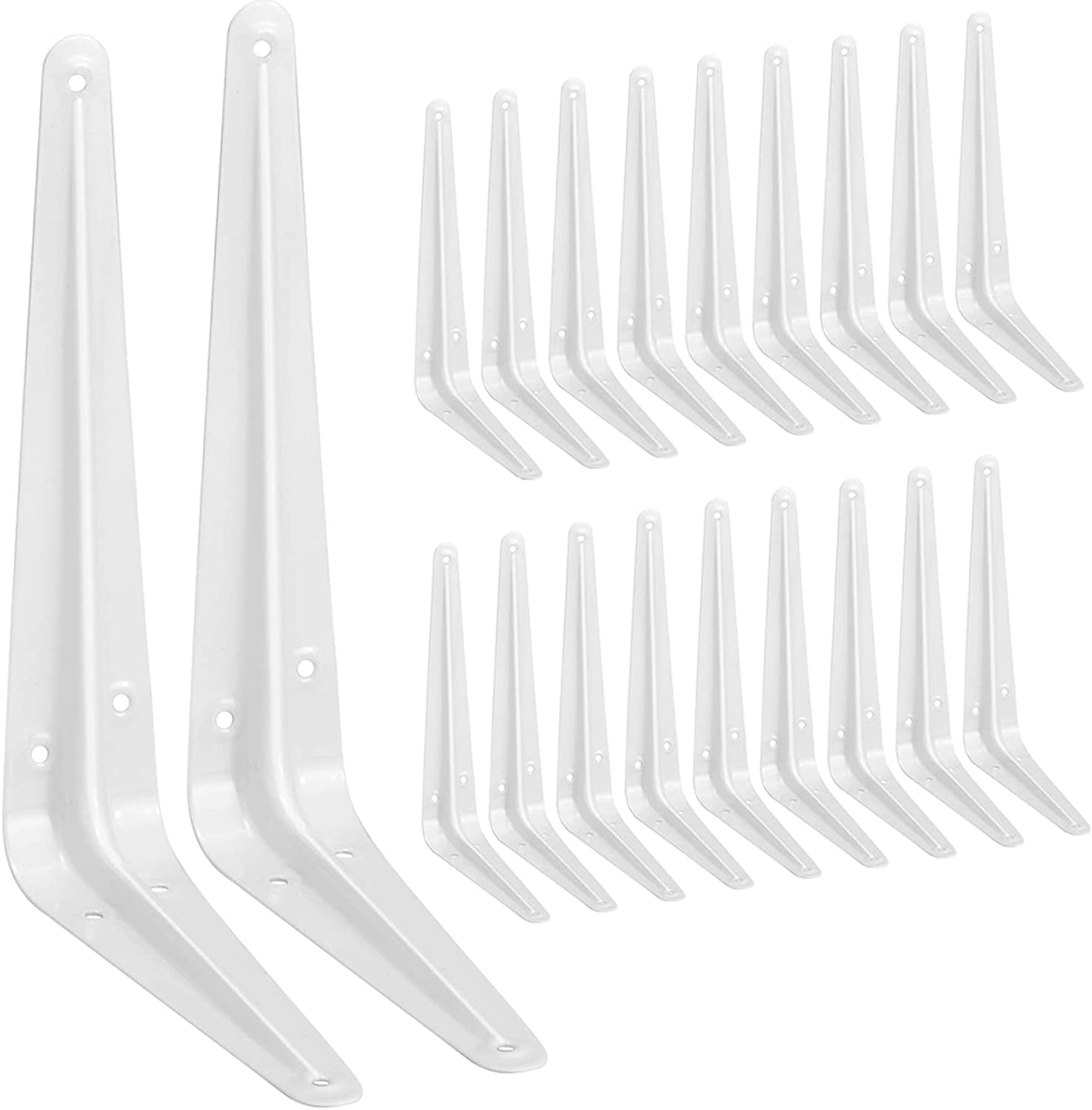 20 Pack Shelf Brackets 8 Inches White, Heavy Duty Steel Metal L ...