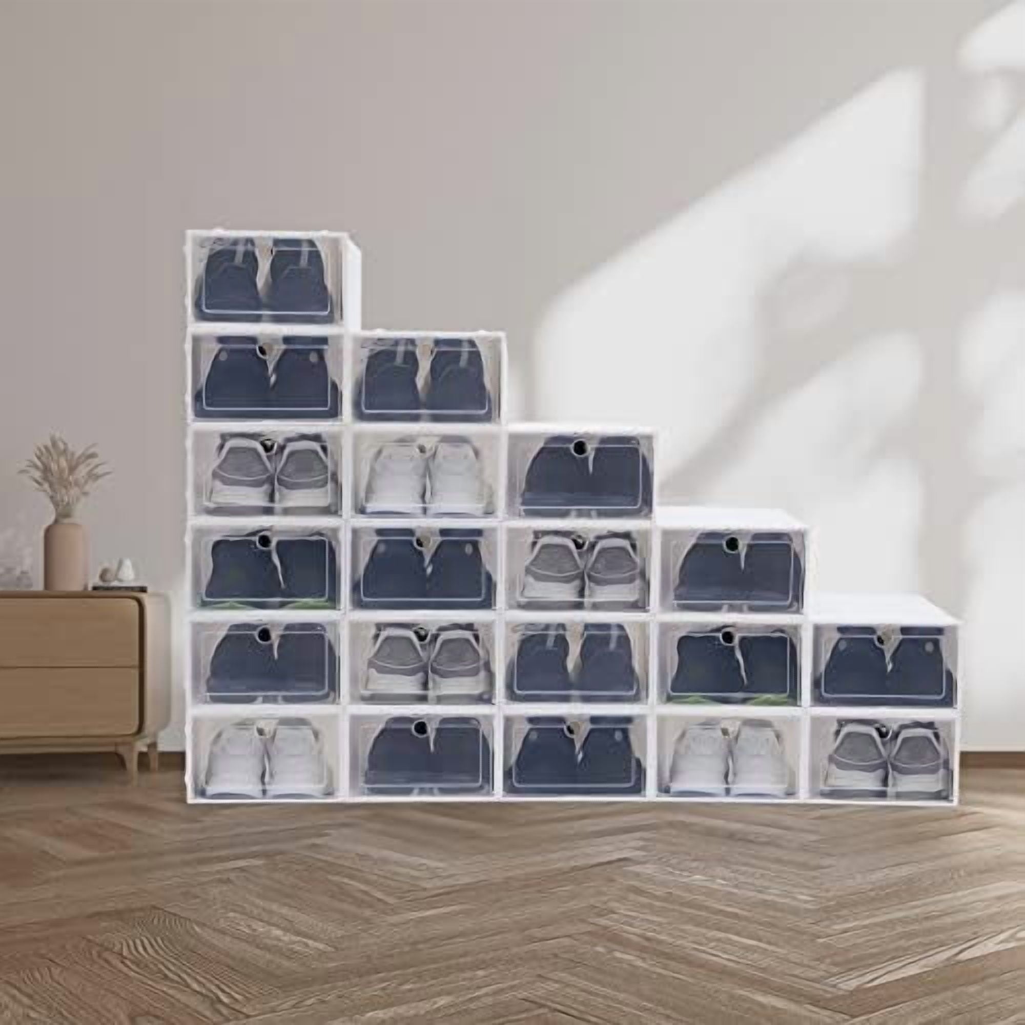 20 Pack Shoe Storage Box,Clear Plastic Stackable Shoe Organizer for ...