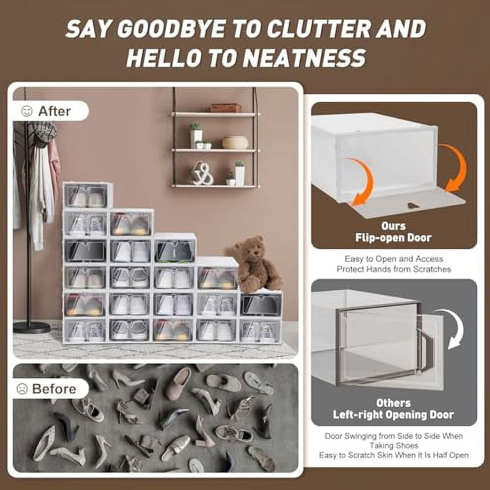 20 Pack Shoe Storage Box, Shoe Storage Organizer Case, Clear Plastic ...