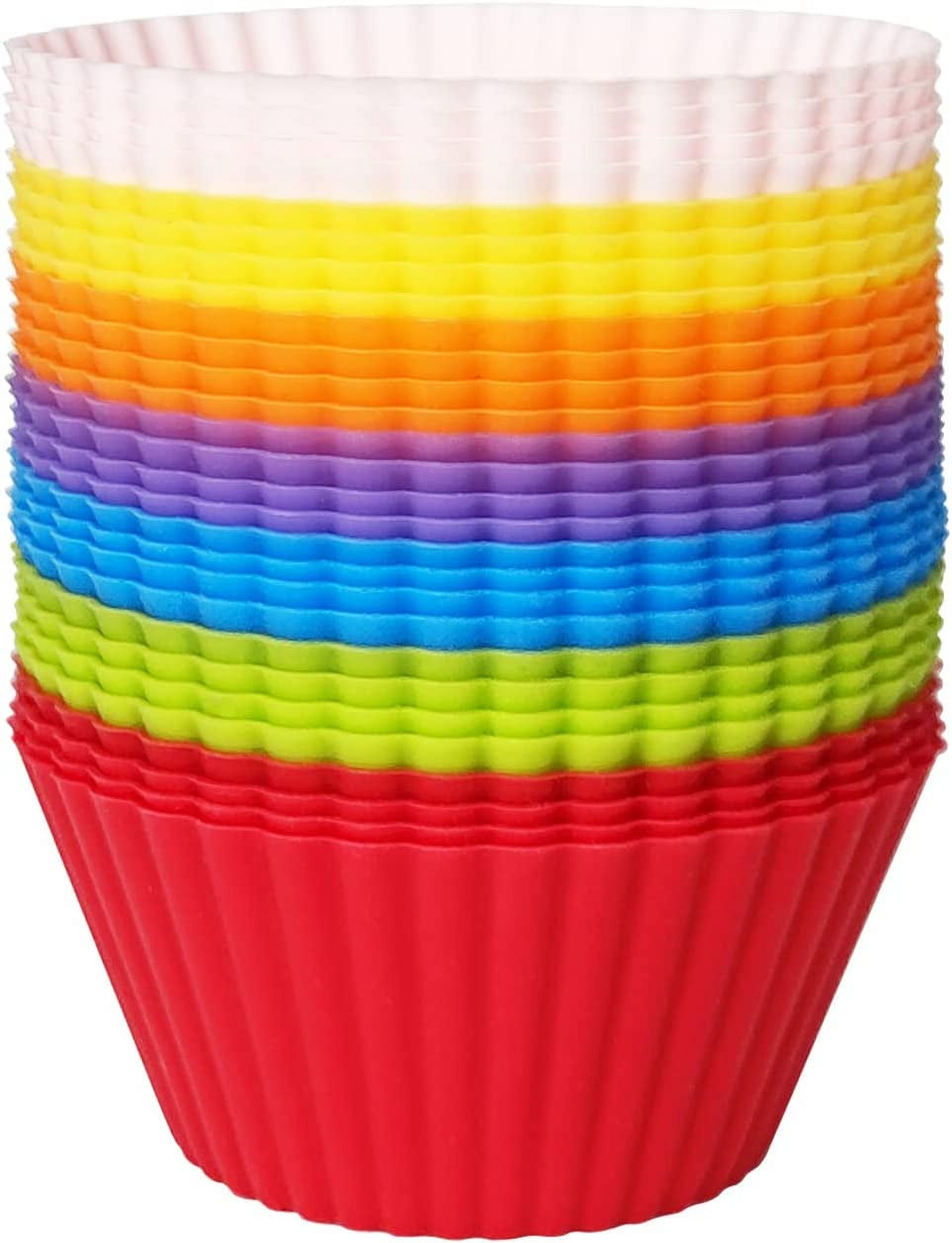 20 Pack Silicone Baking Cups, 7 Colors 2.64 inches Muffin Cups ...