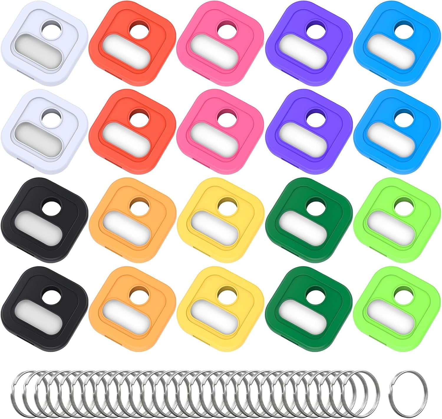 20 Pack Silicone Key Caps with Labels - 1 Inch Square Key Covers Caps ...