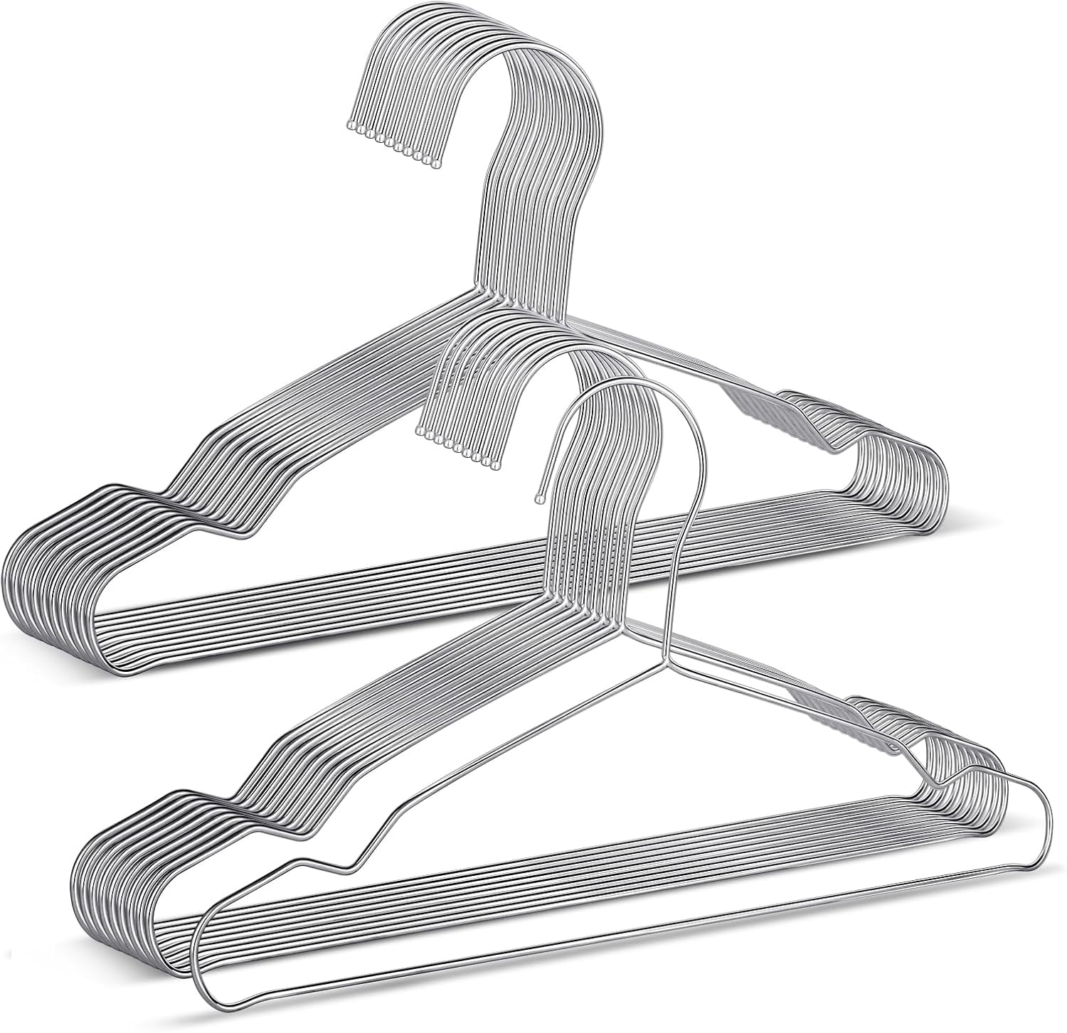 20 Pack Silver Stainless Steel Kids Hangers, Space-Saving Non-Slip ...