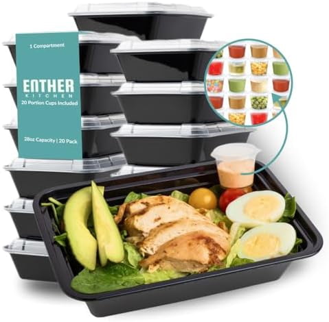 [20 Pack] Single 1 Compartment Meal Prep Containers with Lids, Food ...