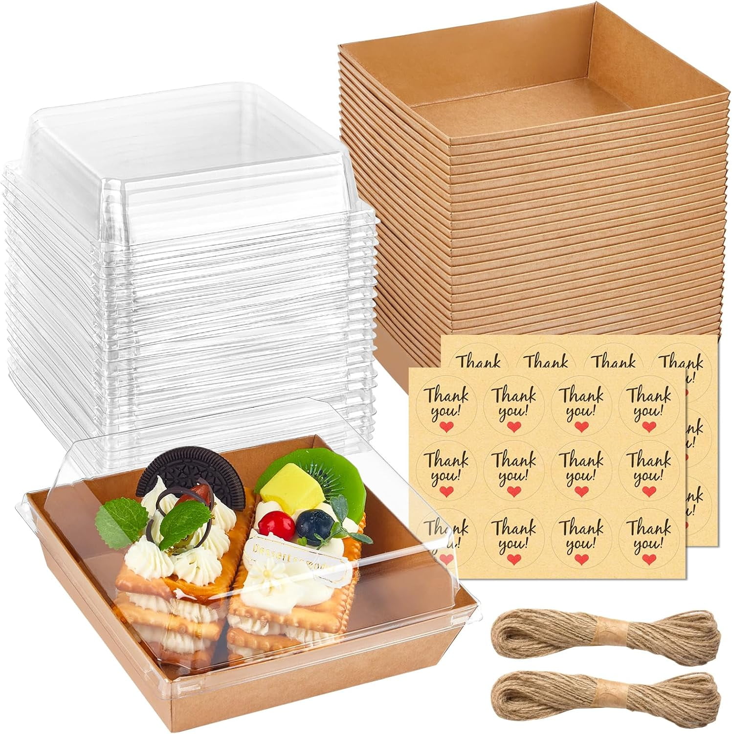 20 Pack Small Charcuterie Boxes with Clear Lids, To Go Paper Dessert Boxes Bakery Boxes, 5 ...