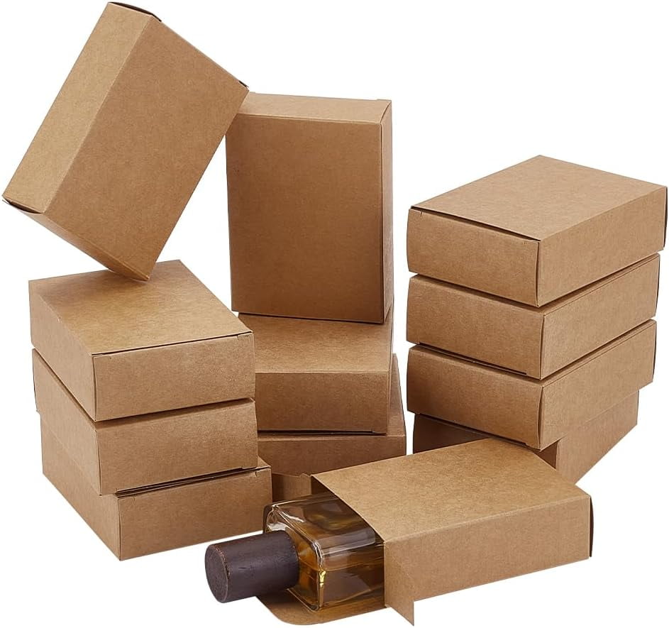 20 Pack Small Kraft Gift Box 3.8x2.8x1.2inch Cardboard Paper Box ...