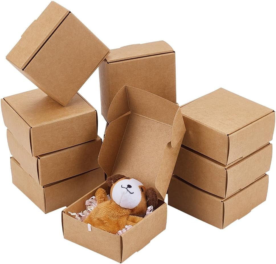 20 Pack Small Kraft Paper Boxes 2.6x2.6x1.2inch Gift Boxes for Jewelry ...