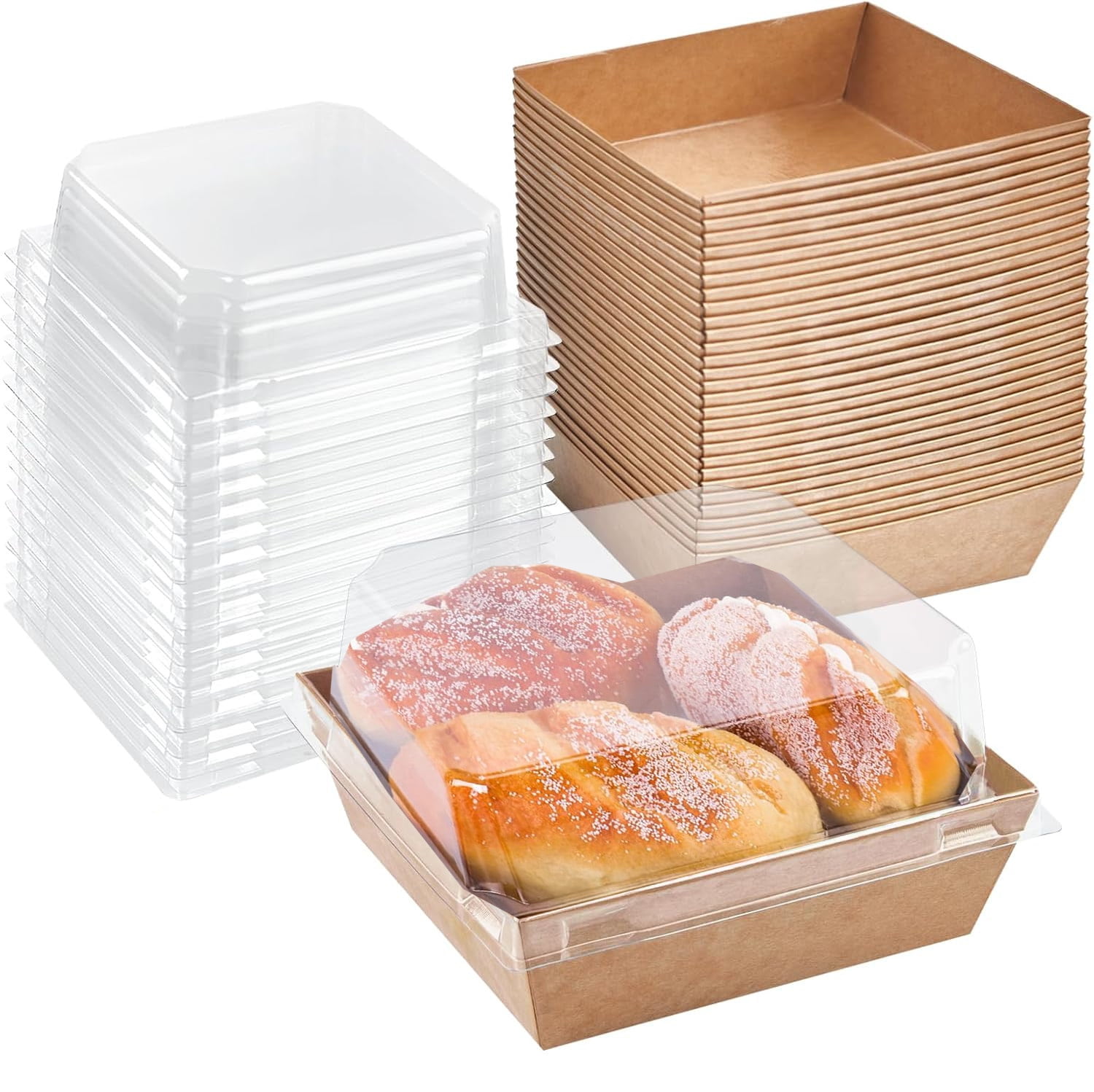 20 Pack Small Paper Charcuterie Boxes with Clear Lids,Happon 5 inch ...