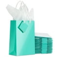 20 Pack Small Teal Gift Bags with Handles, Tag, and Tissue Paper Sheets ...