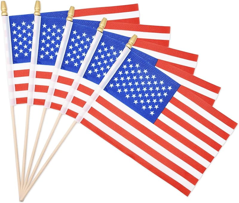 20 Pack Small USA American Flag Stick 5'' x 8'' - Mini Handheld USA ...