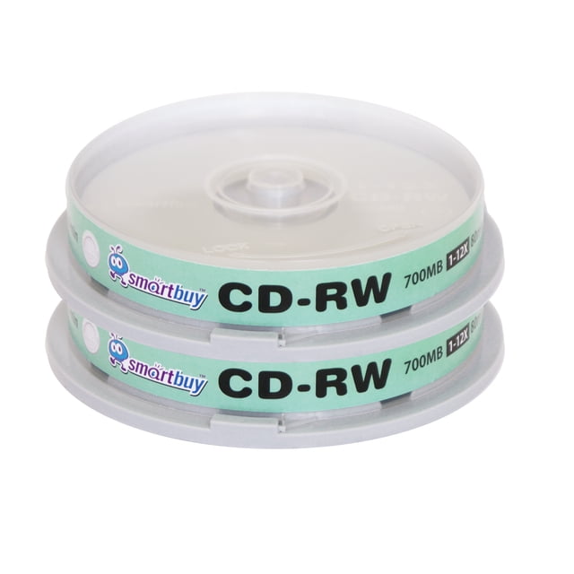 20 Pack Smartbuy CD-RW 1-12X 700MB/80Min High Speed Logo Rewritable ...