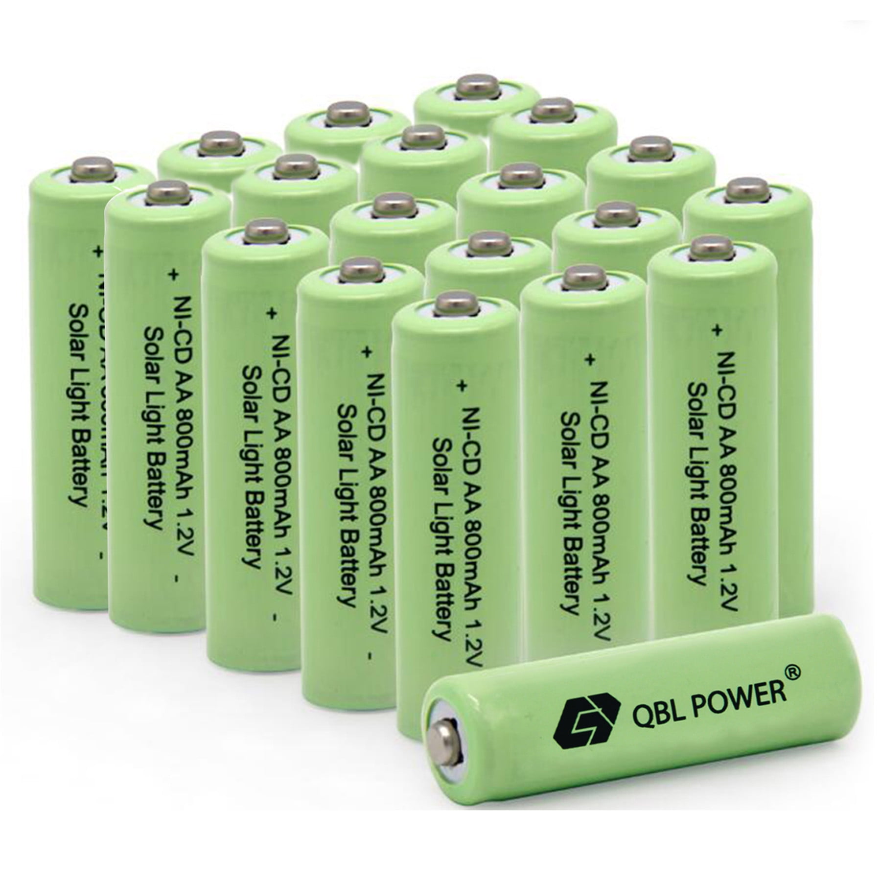 (20-Pack)Solar Light Batteries AA NiCd AA 800mAh 1.2V Rechargeable for ...