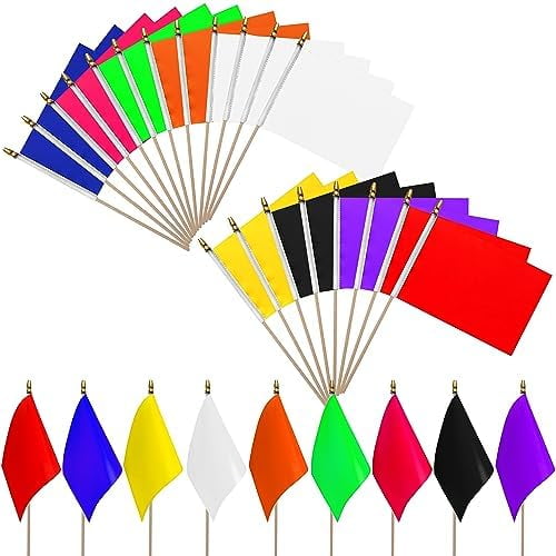 20 Pack Solid Color Blank Sublimation Flags Set on Wood Stick Small ...