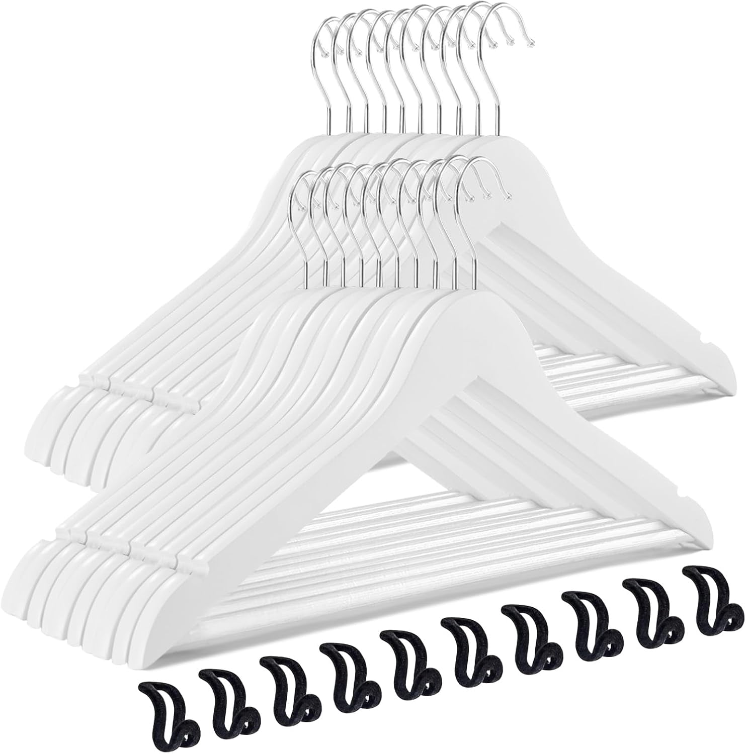 20 Pack Solid Wooden Suit Hangers, Heavy Duty Coat Hangers for Closet ...