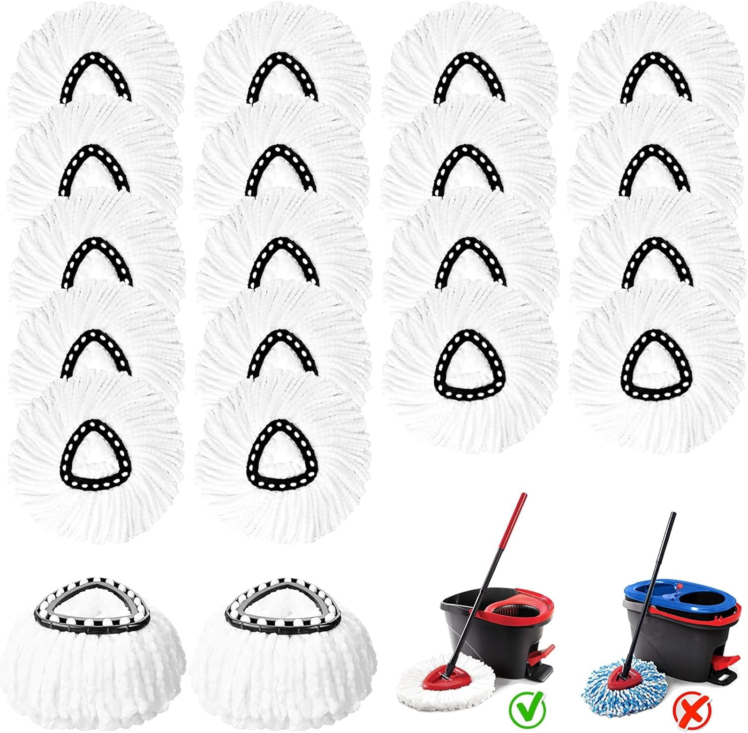 20 Pack Spin Mop Replacement Heads, Mop Replace Easywring 1-Tank System ...