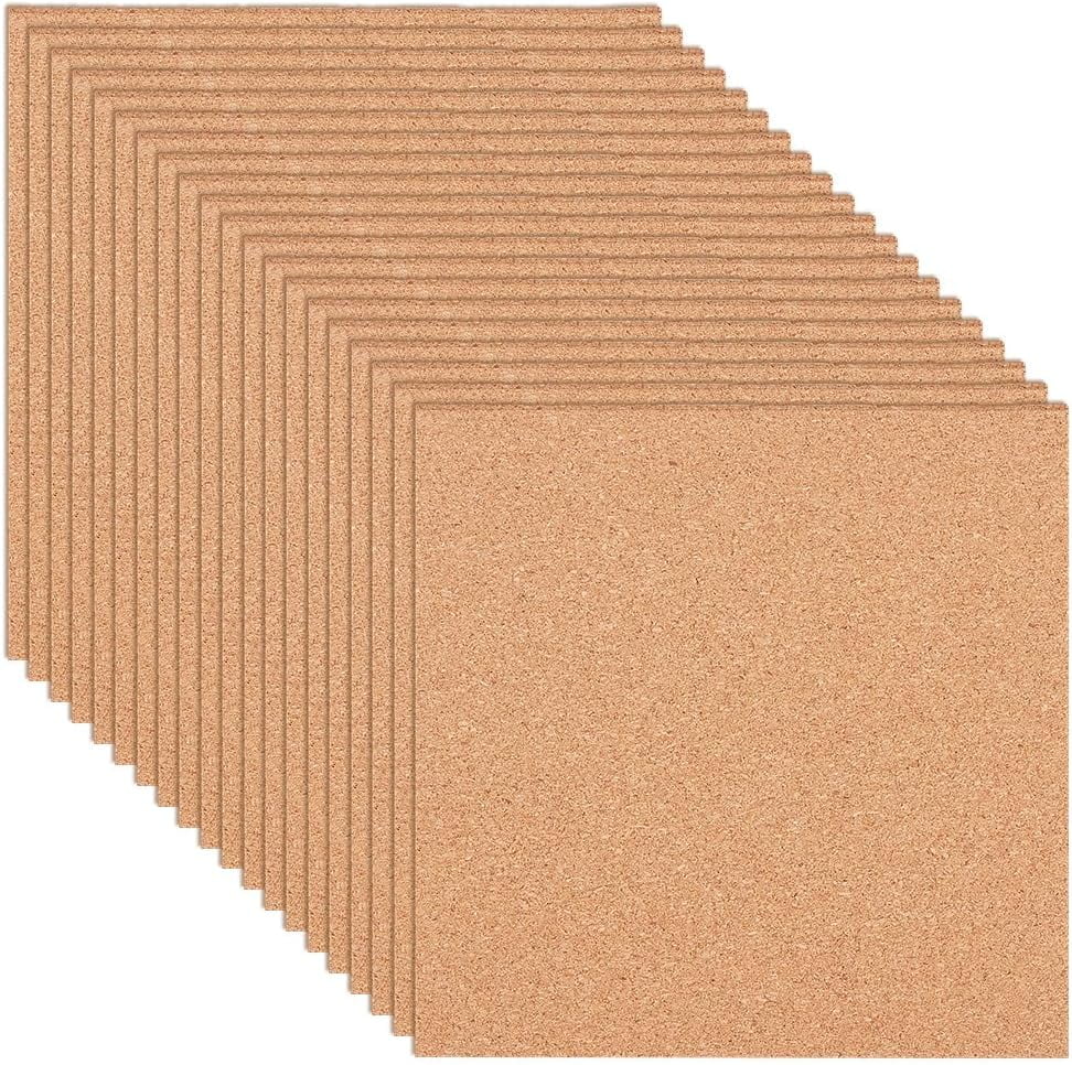 20 Pack Square Cork Sheets 5.9x5.9 Inch Cork Board Bulletin Board ...