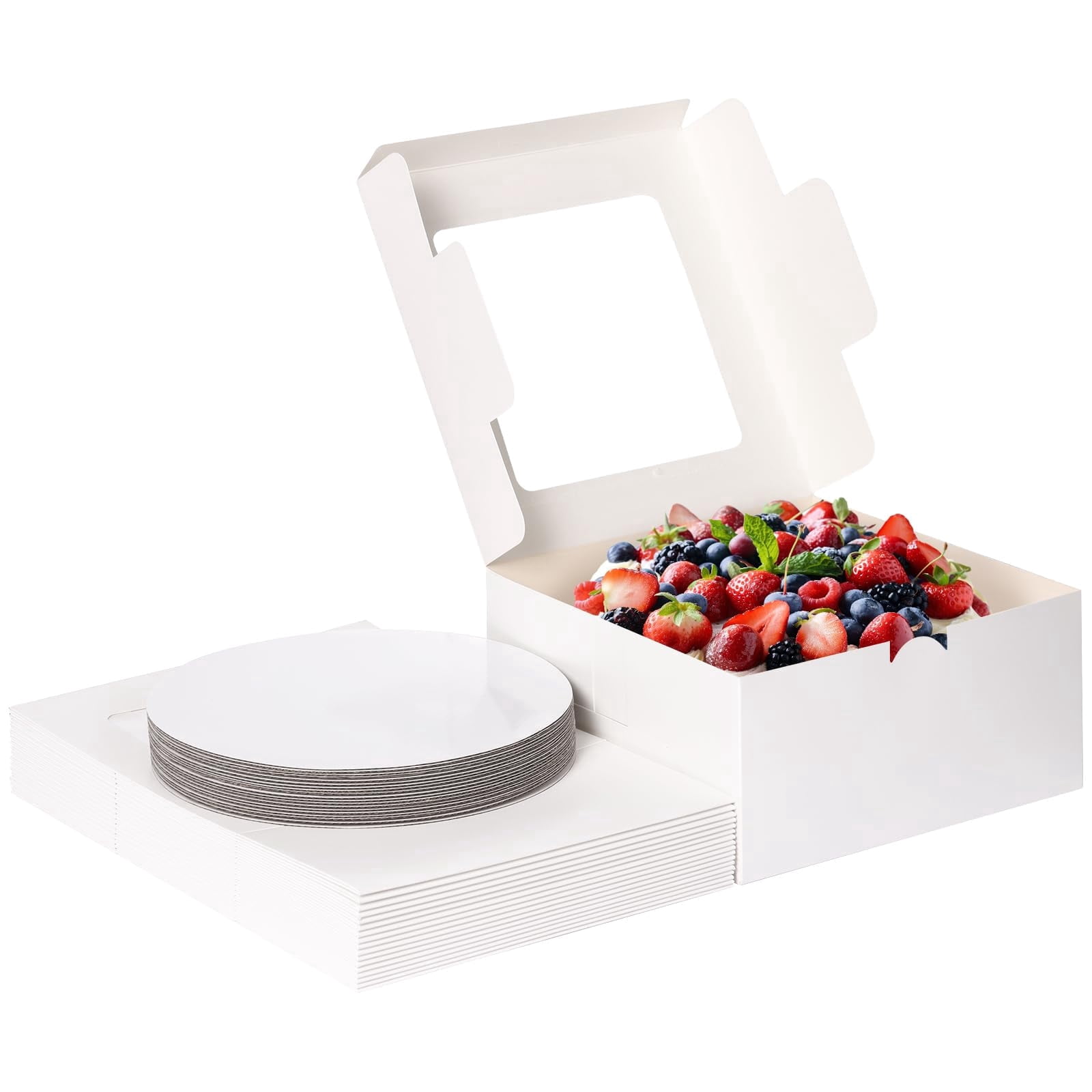 20 Pack Square White Cake Boxes With Window, For Birthday Wedding ...