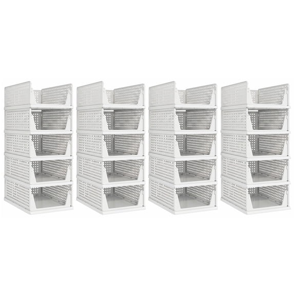20 Pack Stackable Plastic Storage Closet Organizers And Bins Drawer ...