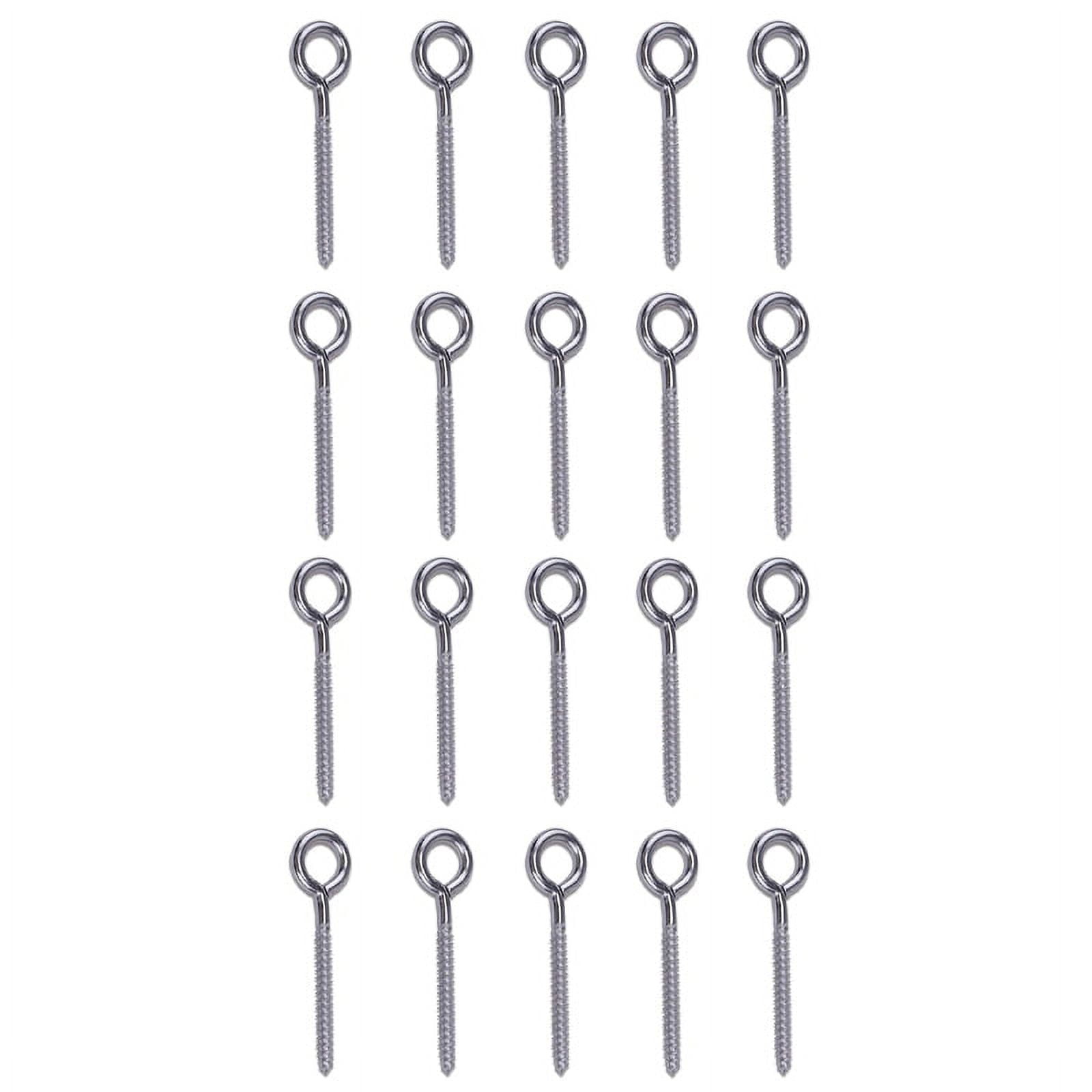 20 Pack Stainless Steel Eye Shape Screws Metal Hook Wood Terminal Ring ...