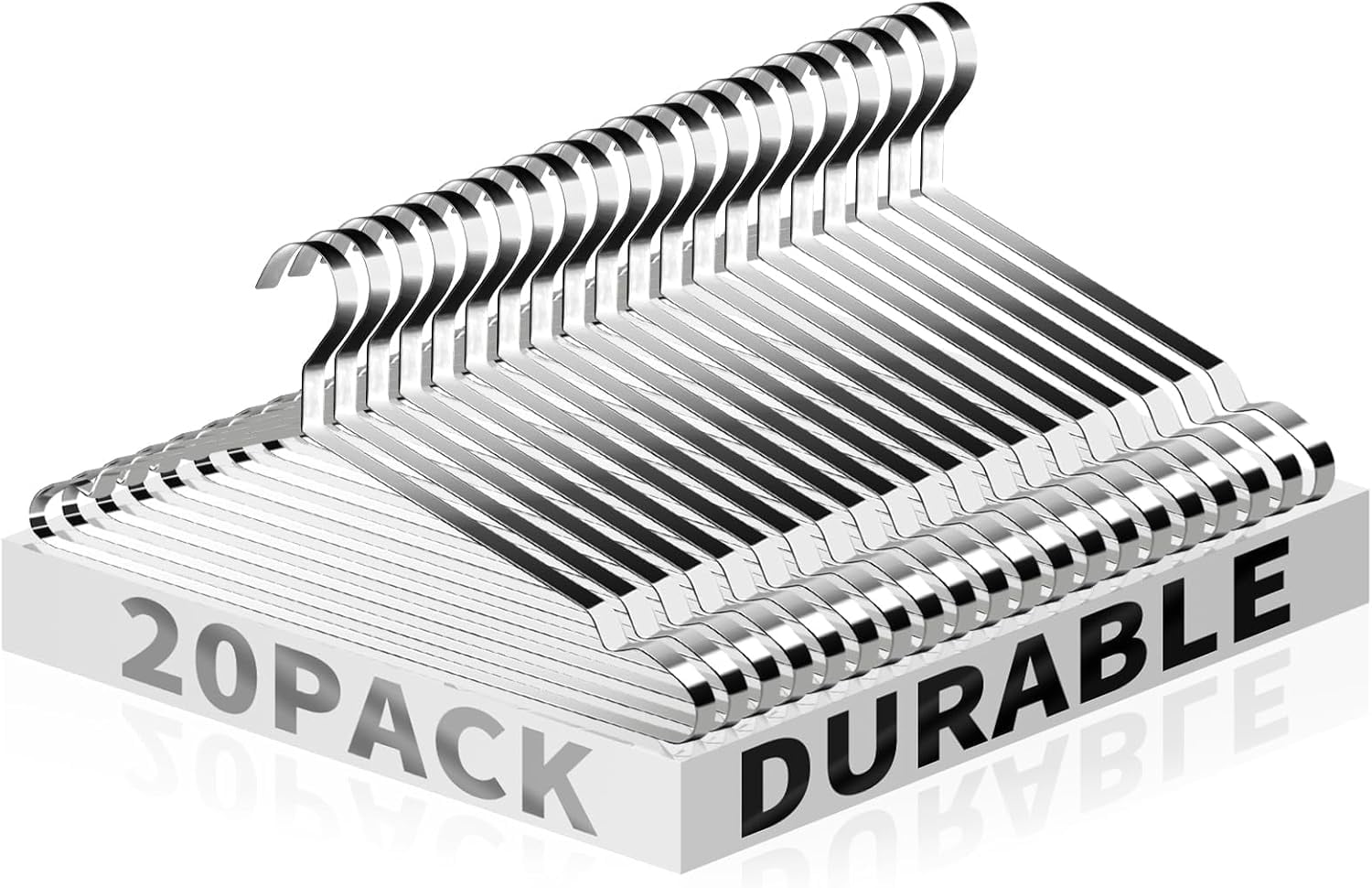 20 Pack Stainless Steel Hangers, 16.5 Inch Heavy Duty Metal Coat ...
