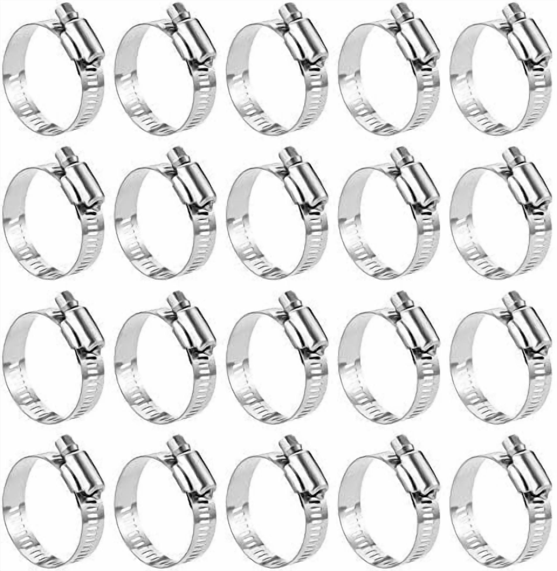 20 Pack Stainless Steel Hose Clamp Adjustable 7/8'' - 1-1/4'' (18-32mm) Worm Gear Hose Clamp ...