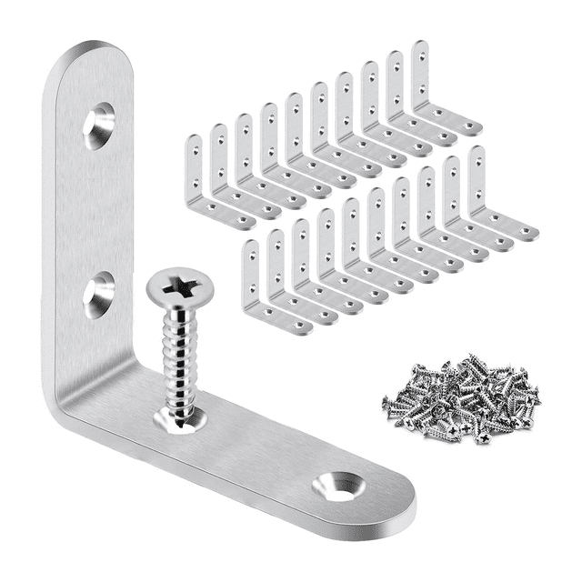 20-Pack Stainless Steel L Shape Brackets, 2.5" x 2.5" Corner Brace ...