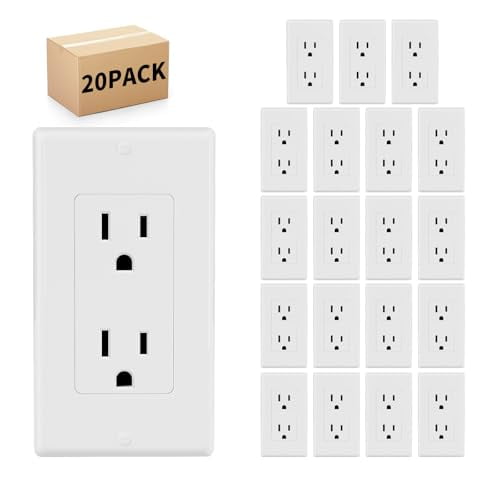 20 Pack - Standard Electrical Outlet 15 Amp, 2 Pole 3 Wire, Non-Tamper ...