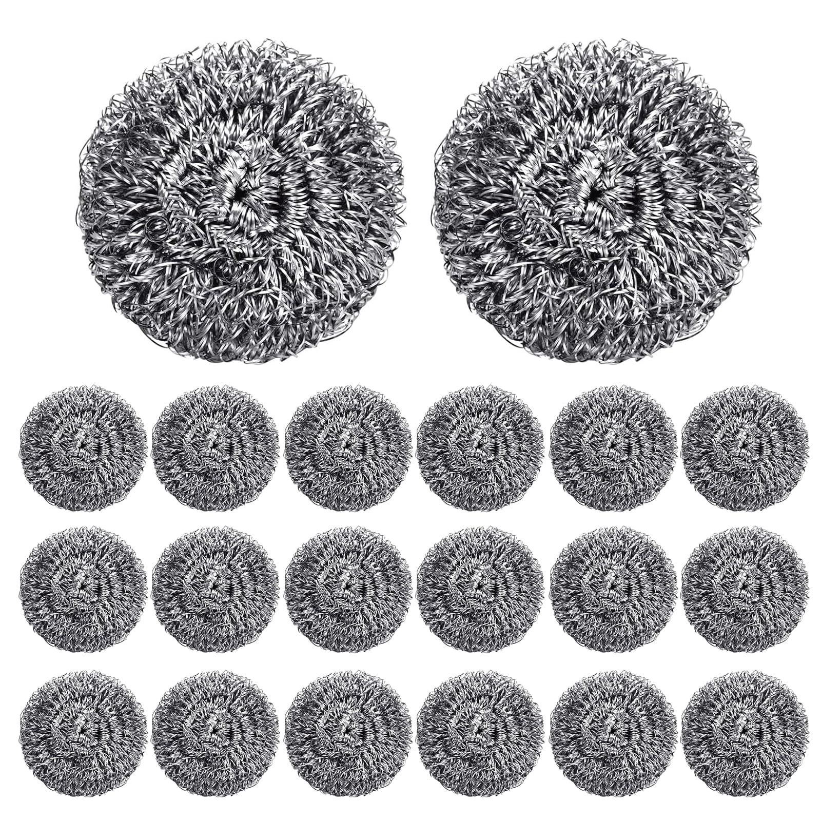 20 Pack Steel Wool Scrubber for Kitchen Cleaning, 2.6 Inch Stainless ...