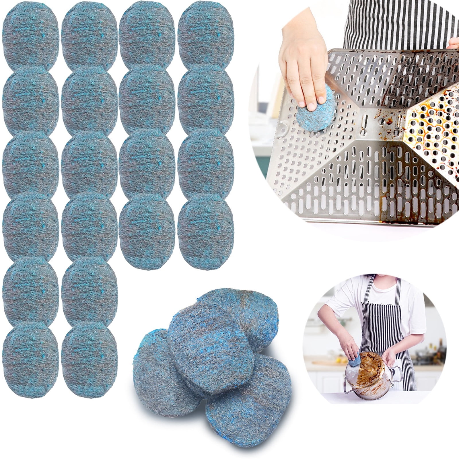 20 Pack Steel Wool Soap Pads – Pre-Soaped Reusable Scouring Pads for ...