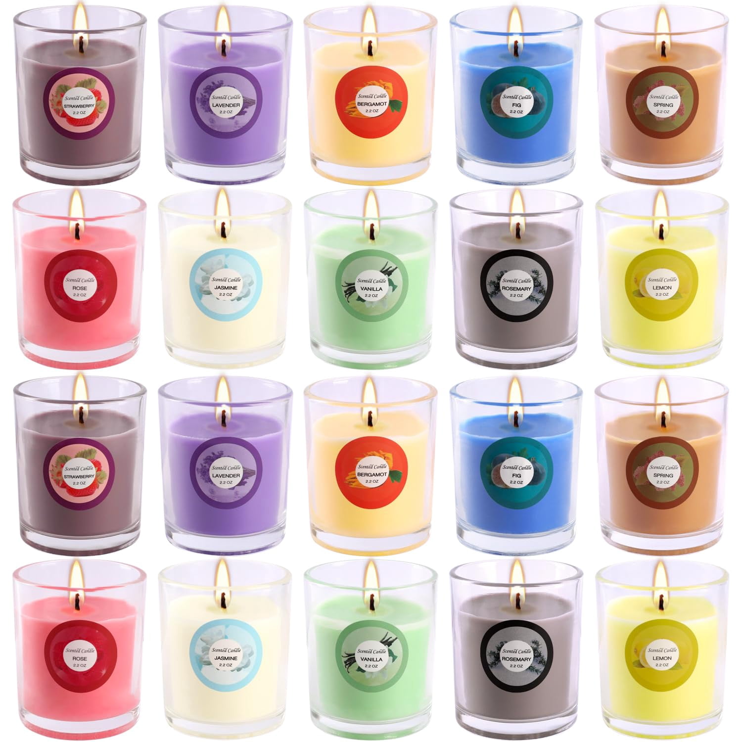 20 Pack Strong Scented Candles Gift Set with 10 Fragrances for Home and ...