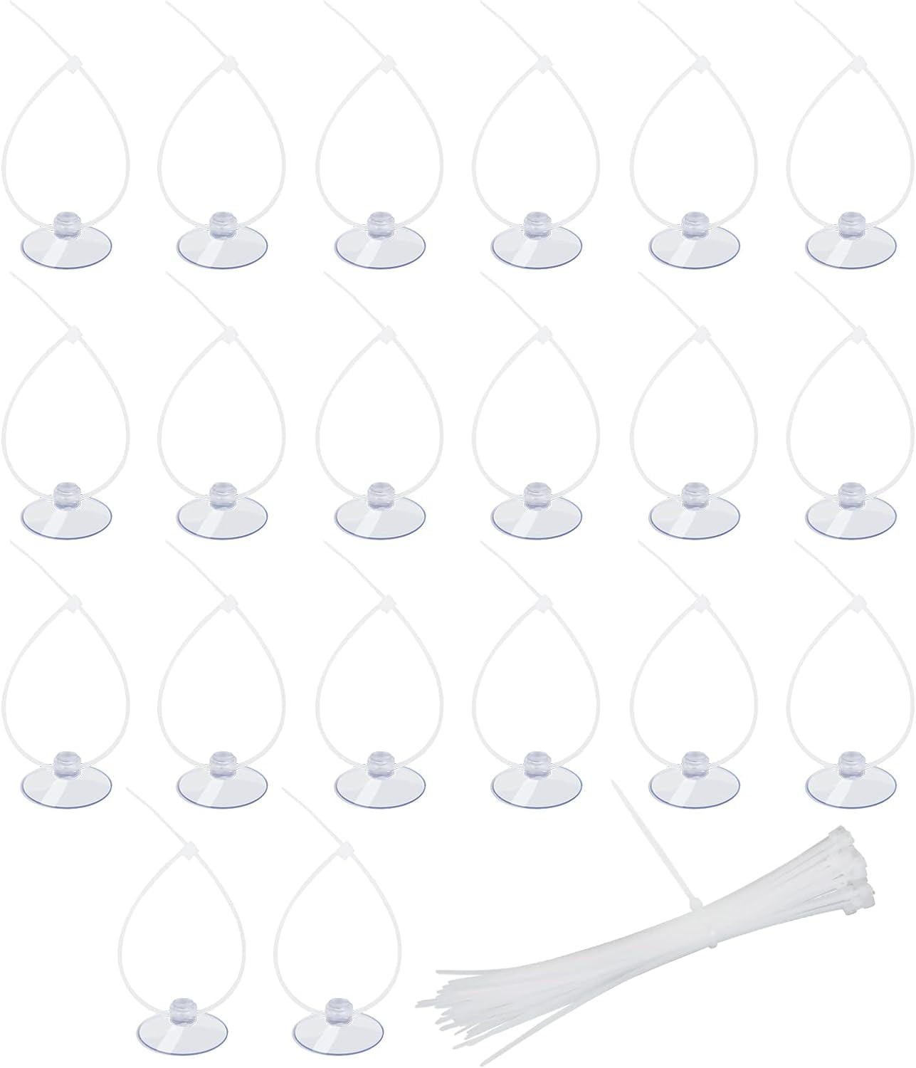 20 Pack Suction Cups with 40 Zip Ties for Aquarium Fish Tank Decoration ...