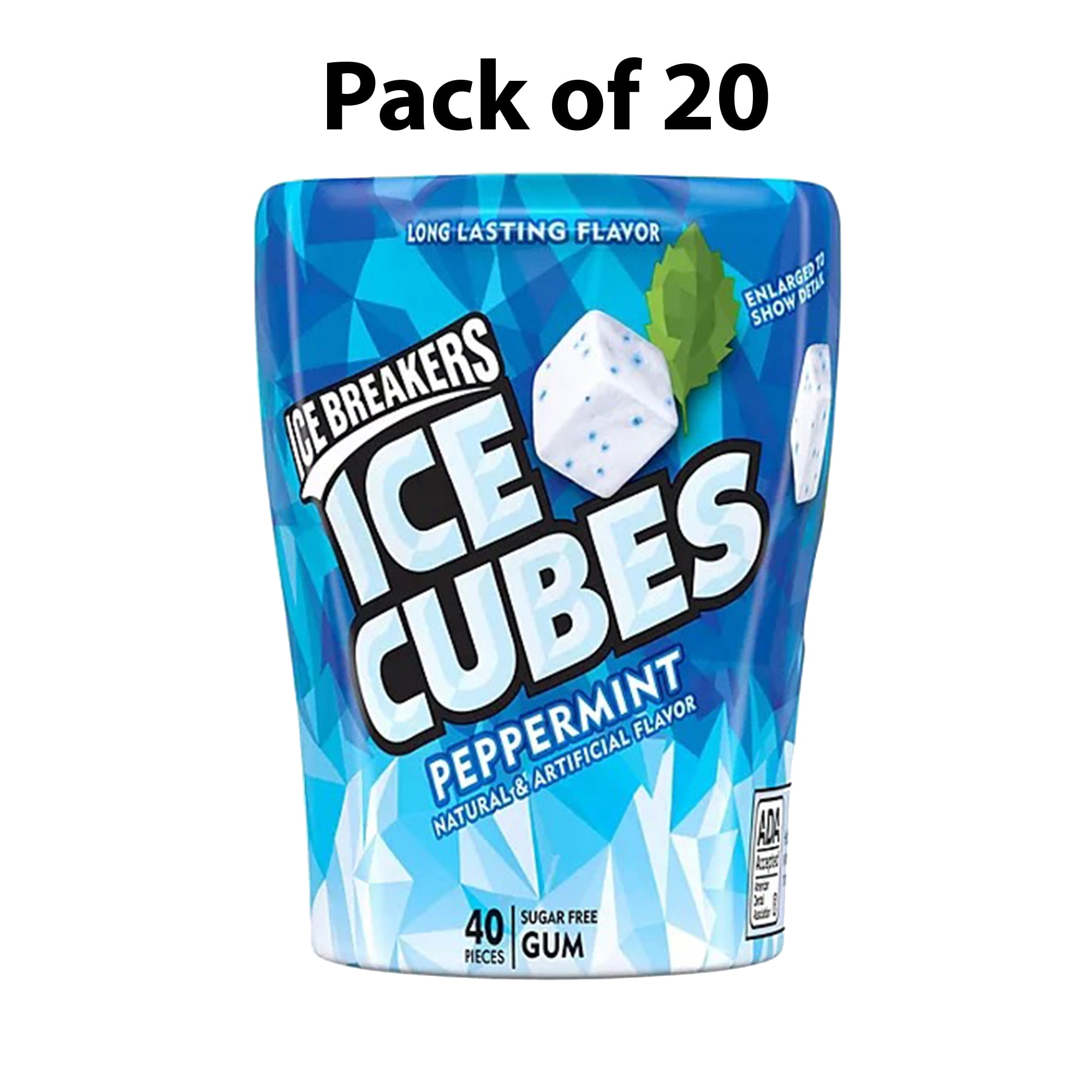 20 Pack Sugar-Free Chewing Gum | Multipack Ice Cubes Peppermint Gum ...