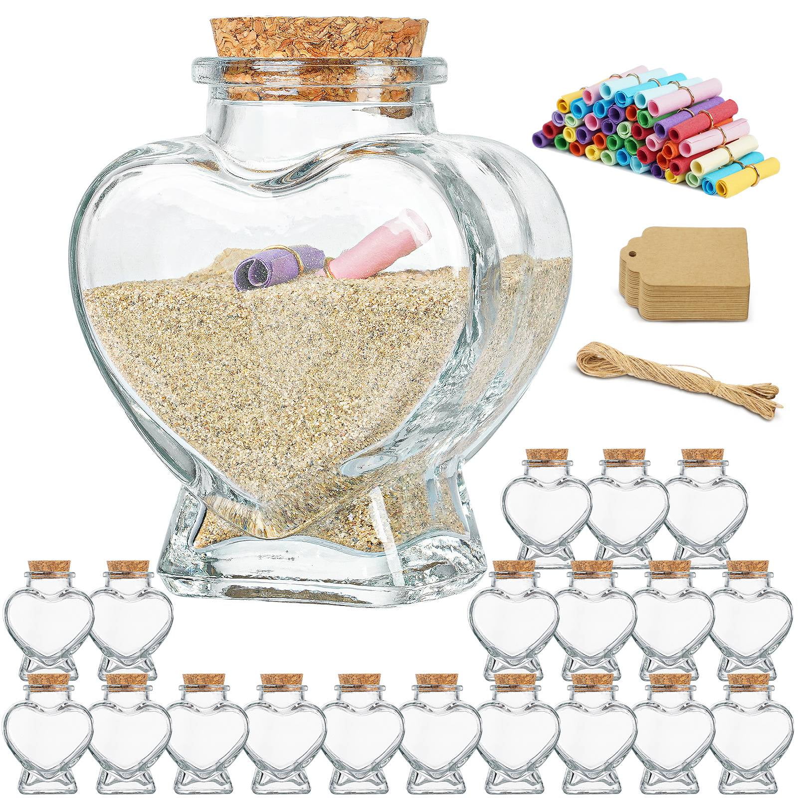20 Pack Syntic 3 oz Small Glass Bottles for DIY Keepsake, Heart Shape ...
