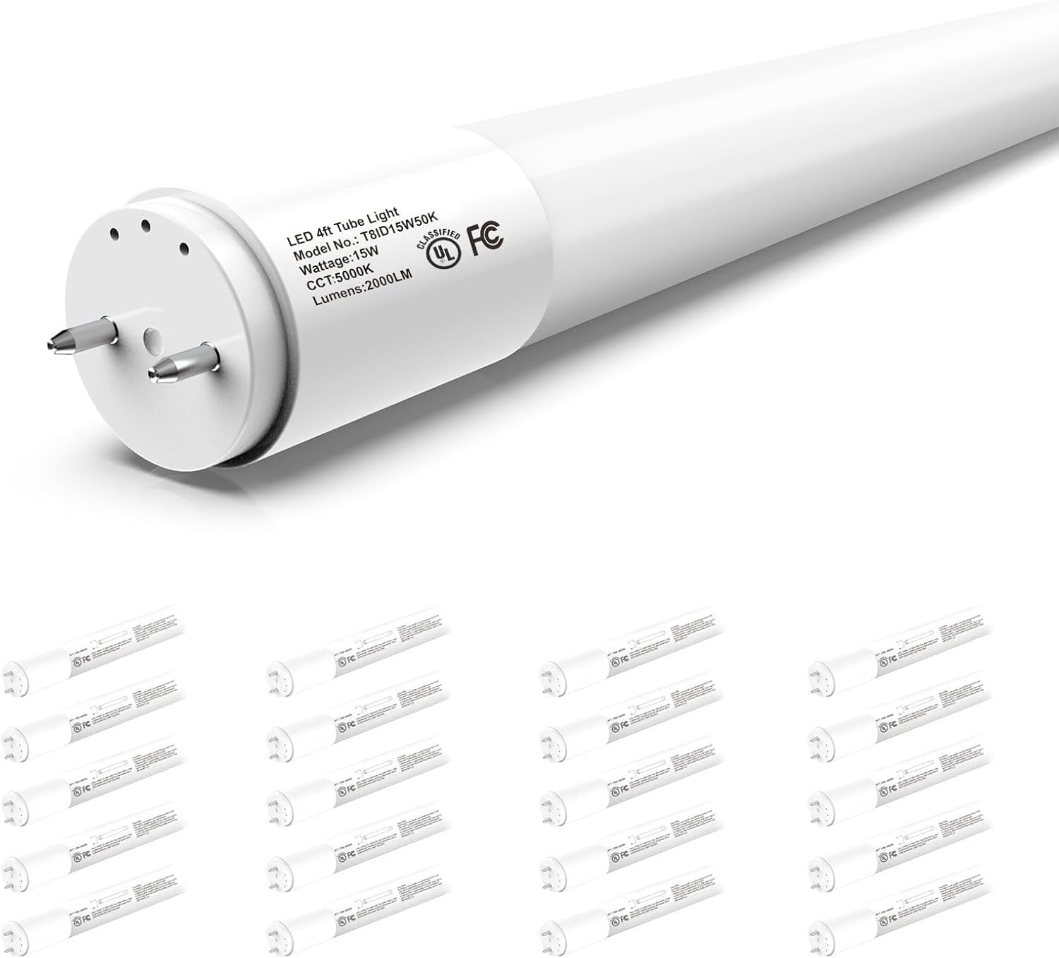 20-Pack T8 LED Bulbs 4 Foot, LED Fluorescent Tube Replacement, 4ft LED ...