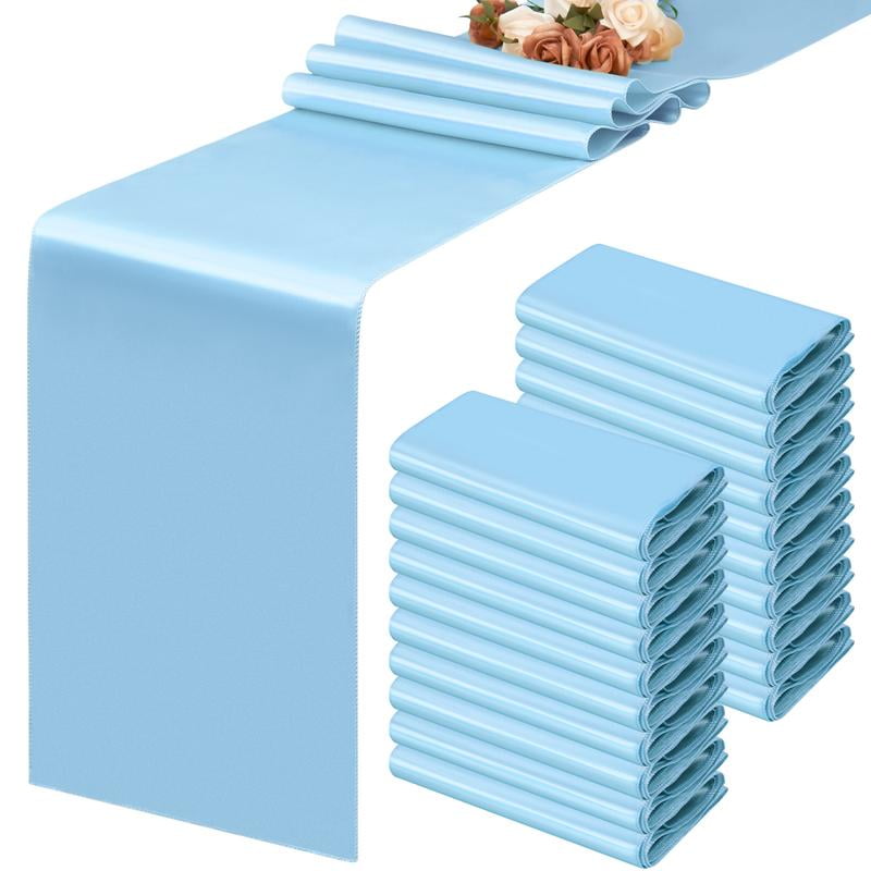 20 Pack Table Runners 12 x 108 inch Long Satin Table Runners for ...