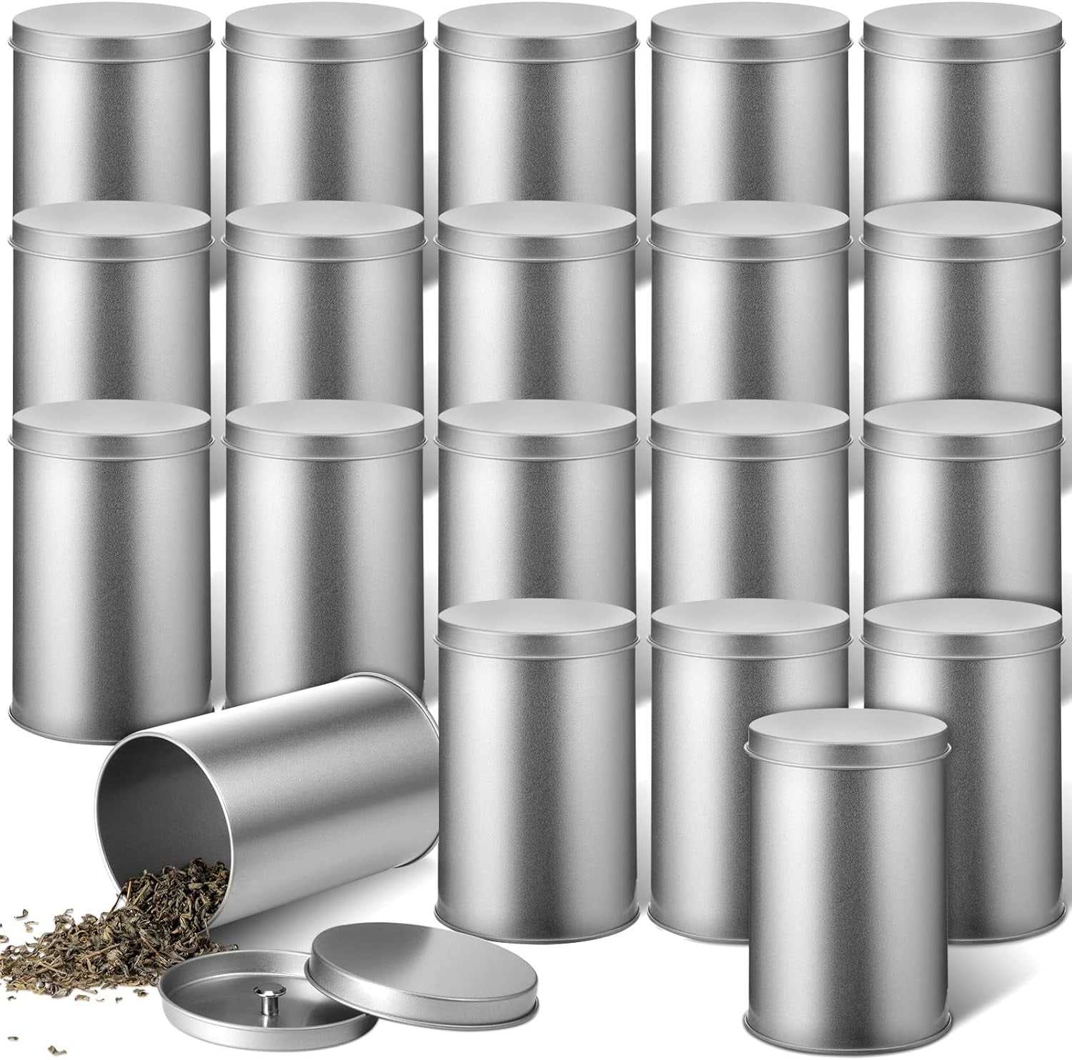 20 Pack Tea Canisters for Loose Tea 16 oz Tea Tin Canister with ...