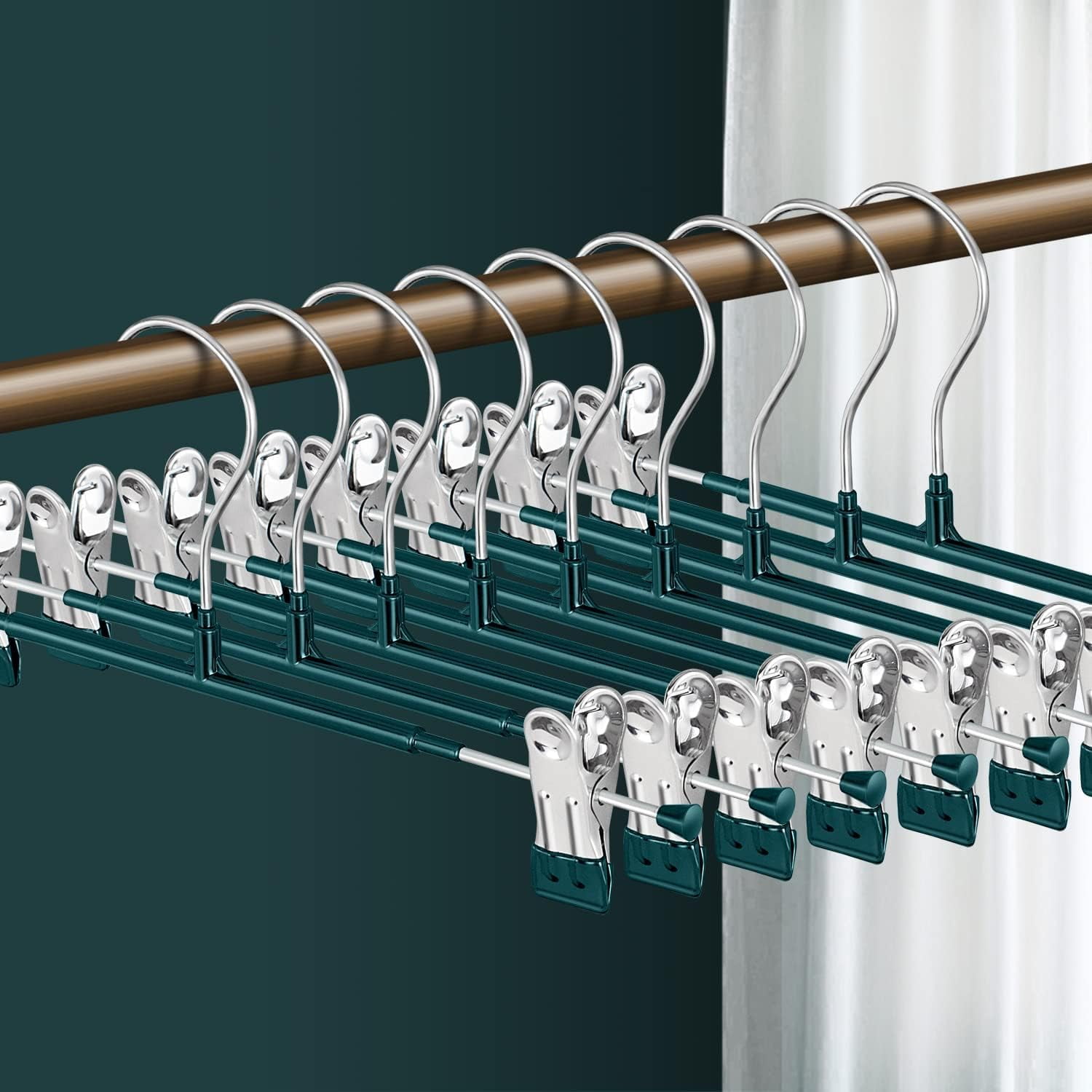 20 Pack Telescopic Pants Hangers with Clips, Non-Slip Heavy Duty ...