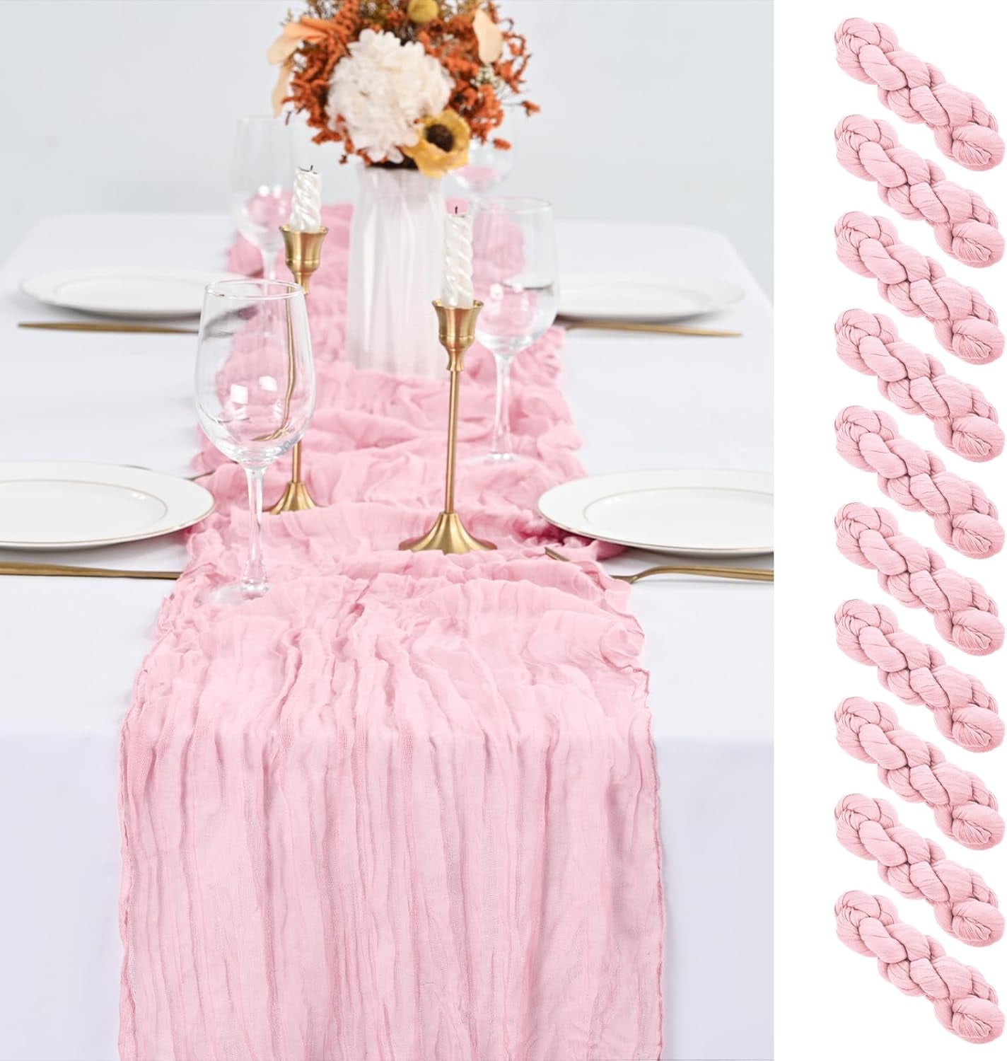 10Pack Terracotta Table Runner 10Ft Cheesecloth Table Runner Boho Gauze ...
