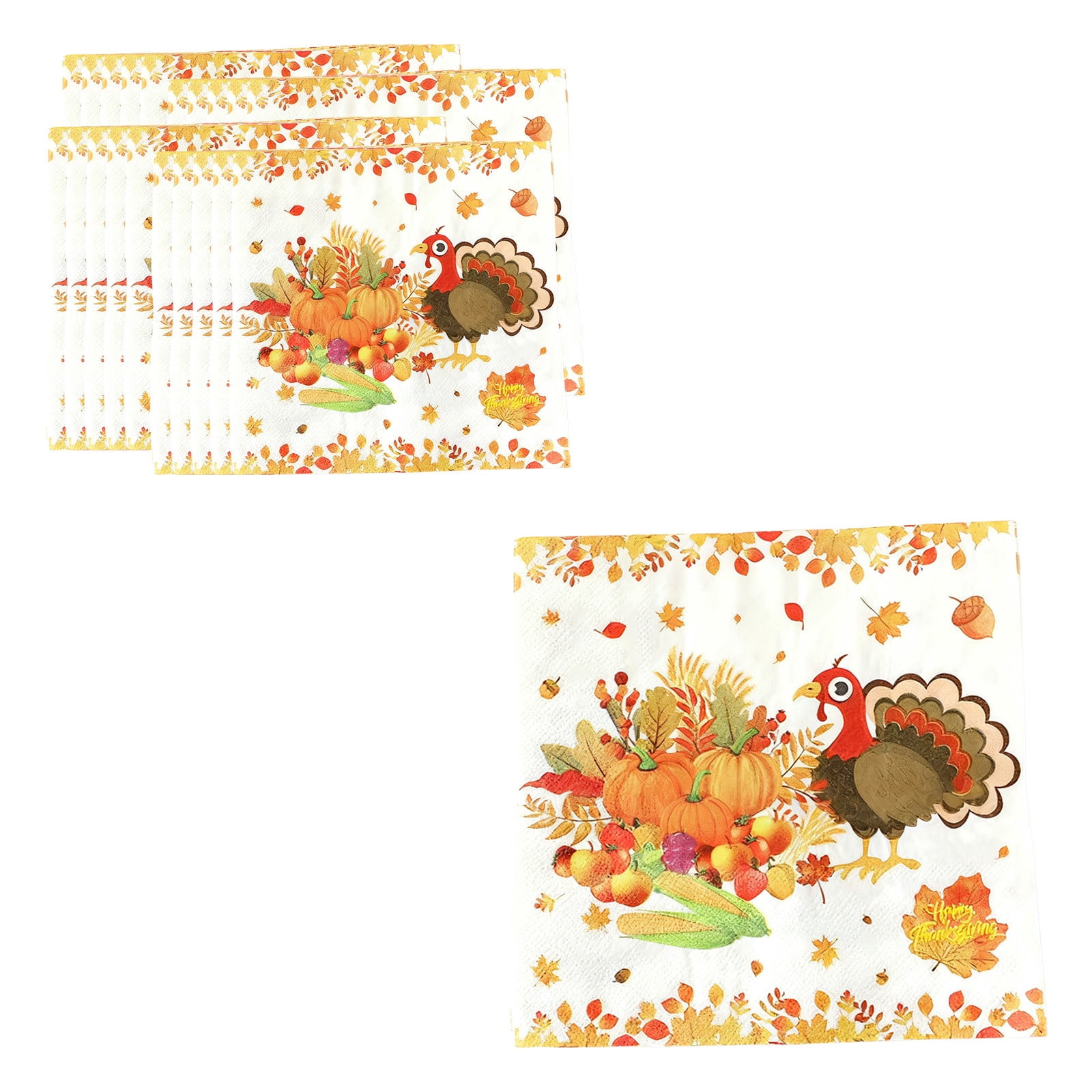 Thanksgiving Napkins Disposable Paper Napkins Fall Turkey Pumpkin ...