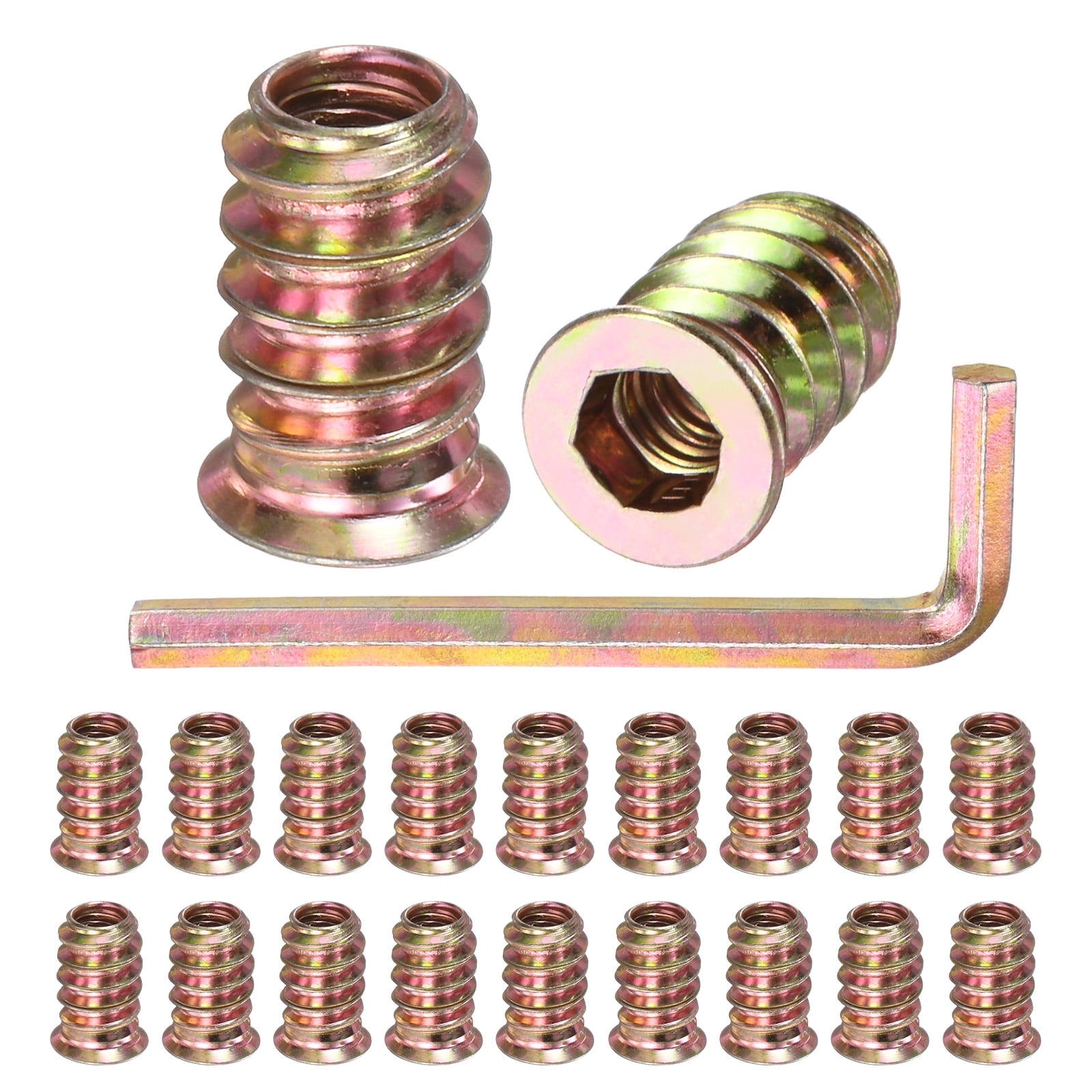 20-Pack Threaded Inserts for Wood, M5x15mm Hex Drive Threaded Insert ...