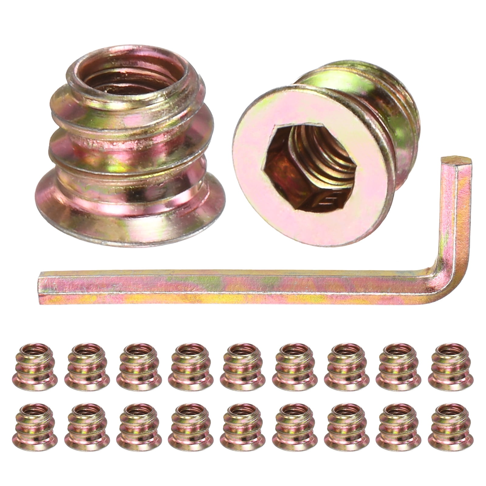 20-Pack Threaded Inserts for Wood, M5x8mm Hex Drive Threaded Insert ...