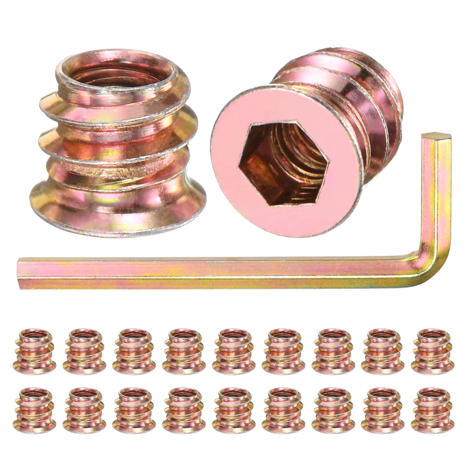 20-Pack Threaded Inserts for Wood, M6x10mm Hex Drive Threaded Insert ...