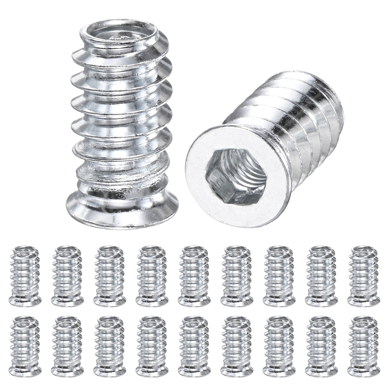 20-Pack Threaded Inserts for Wood, M6x20mm Hex Drive Threaded Insert ...